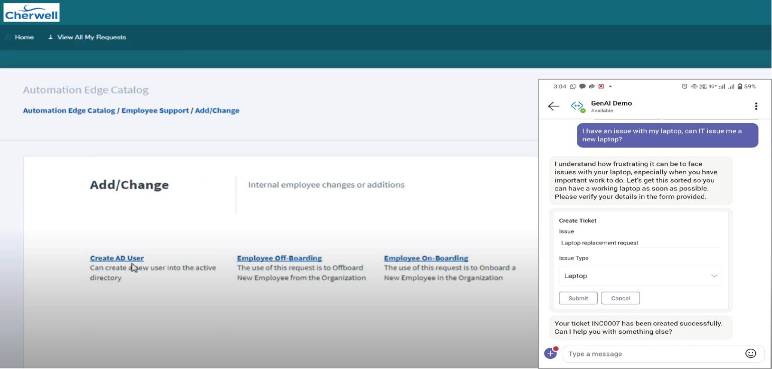 Cherwell Service Desk with Gen AI and Automation